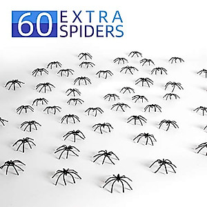 Spider Web, SKYLA&SKYLER 1200 sqft Fake Spider Webs with 60 Extra Spiders Indoor & Outdoor Spooky Spider Webbing for Halloween Decorations, Cosplay Prop Party and Ghost House Decoration