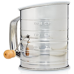 Natizo Stainless Steel 3-Cup Flour Sifter - Lid and Bottom Cover - No More Mess In Your Kitchen