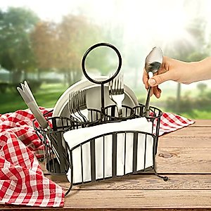Home Intuition Picnic Caddy - Silverware Caddy Utensil Holder for Party - Plate and Utensil Caddy for Parties - Cutlery and Flatware Holder for Outdoor Table, Camping, BBQ, Countertop