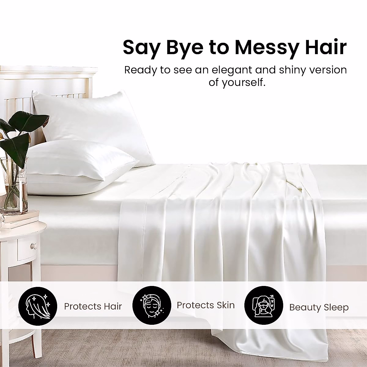 Rico Bedding 100% Pure Silk Satin Duvet with Fitted Sheet Set 4pcs, Silk Satin Fitted Sheet 15'' Deep Pocket,Silk Satin Duvet Cover,Silk Satin Pillowcases Set !!!(Queen Black)