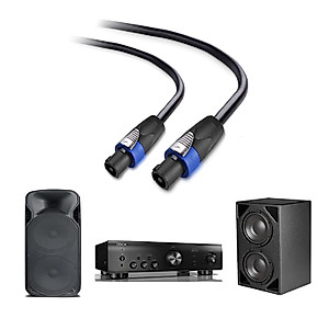 ROCMUZZK 2 Pack 50ft Pro Speakon to Speakon Cable, Pair 12AWG Patch Cords, Professional Speakon Audio Cable Cord with NL4FC Connectors