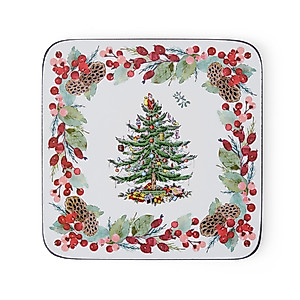 Spode Christmas Tree 2023 Annual 5 Piece Mug and Coaster Set with Tin Gift Box - Festive Holiday Gift Set for Coffee and Tea - Porcelain Mugs and Cork-Backed Coasters - Dishwasher Safe