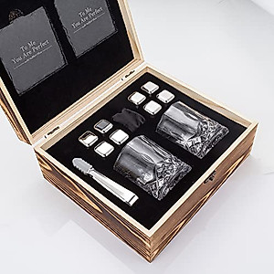 Whiskey Stones Gift Set Anniversary Gi fts for Husband | Him | Men, Husband Birthday | Wedding Anniversary | Valentine's Day Gift, 8 Stainless Steel Whiskey Stones & 2 Whiskey Glasses(11oz)