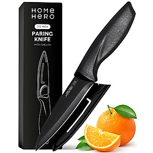 Home Hero 2 Pcs Paring Knife with Sheath - High Carbon Stainless Steel Chopping Knife with Ergonomic Handle - Razor-Sharp Multi-Purpose Kitchen Knife for Chopping Vegetable and Cooking
