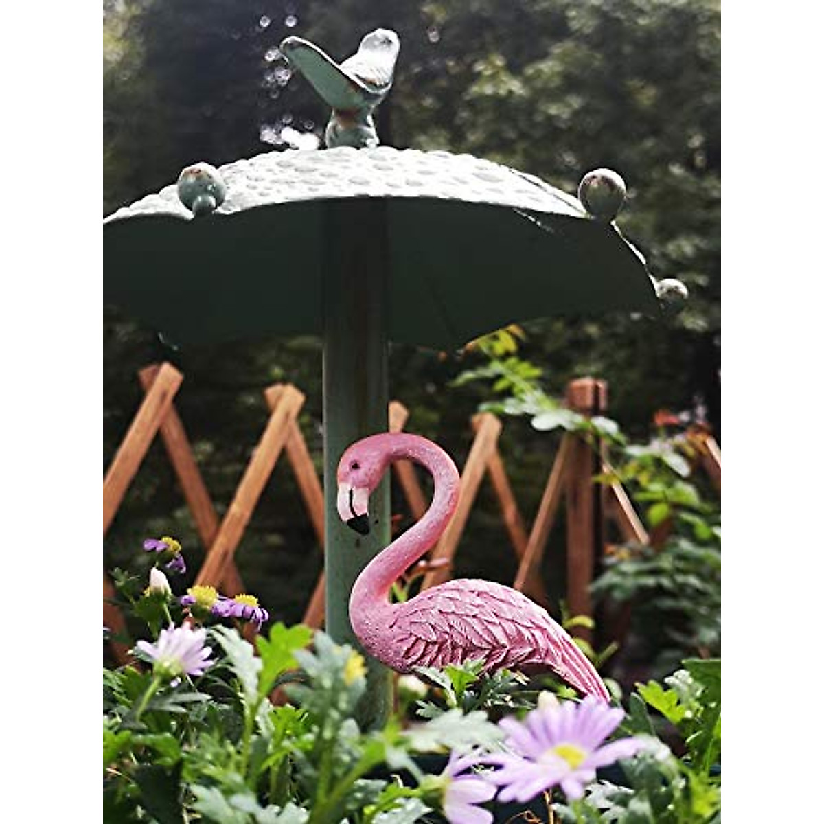 MUAMAX Miniature Flamingo Picks 2 Pack Fairy Garden Accessories Pink Miniature Garden Flamingo Figurines Decorative Plant Stakes for Pots Ornaments Flamingo Décor Gifts
