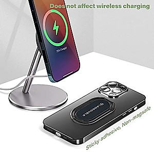 Phone Ring Holder Finger Kickstand, 360 Rotation Foldable Ultra-Thin Metal Cell Phone Back Hand Grip for Magnetic Car Mount & Office Desktop, Adjustable Cellphone Stand for iPhone 14 iPad Smartphones