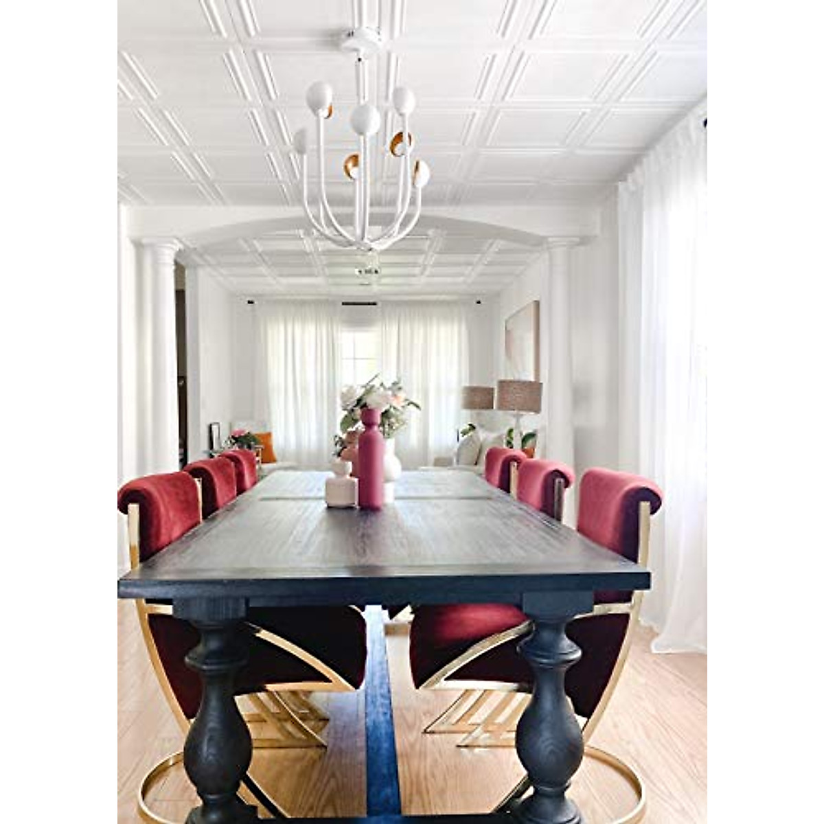 A La Maison Ceilings R24 Line Art Foam Glue-up Ceiling Tile (128 sq. ft./Case), Pack of 48, Plain White