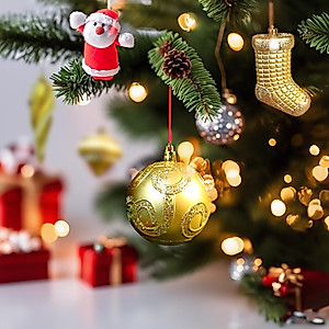 AMS 81ct Christmas Ball Ornaments Holiday Tree Decorations in a Reusable Hand-Help Gift Box for Xmas Tree Decor(Gold)