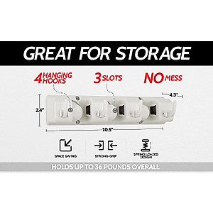 Zulay Home Mop and Broom Organizer Wall Mount - Easy to Install Mop and Broom Holder Wall Mount for Storing Cleaning Supplies - Organizer Utility Racks Mop Holder and Broom Hanger (3 Slots, White)