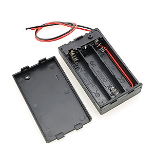 E-outstanding Battery Holder 4PCS 3 x 1.5V AA Battery Storage Box Spring Clip Battery Case with ON/Off Switch and Wire Leads