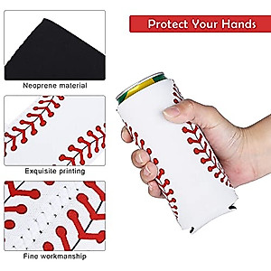 durony 9 Pack Slim Can Cooler Sleeves Baseball Can Sleeves Neoprene Hot and Cold Drinks Soda Cover Beer Cup Insulator for Funny Parties, Picnics, 6.5 x 3.3 Inch