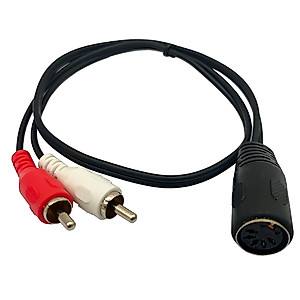 Qaoquda DIN 5 Pin to RCA Cable, 1.5Ft/50cm 5-Pin Din Female to 2 RCA Male Audio Adapter Cable for Electrophonic Bang & Olufsen, Naim, Quad, Stereo Systems