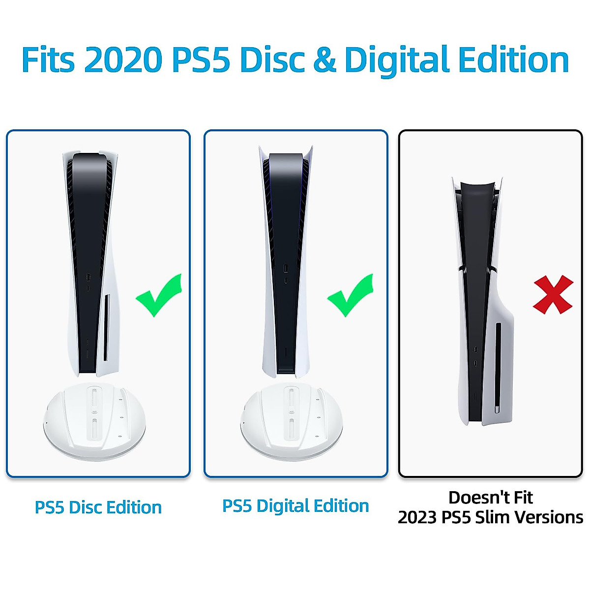 Mcbazel RGB Vertical Stand for PS5 Console, LED Base Gaming Stand with USB Hub Compatible with PS5 Console - White (NOT for PS5 Slim)