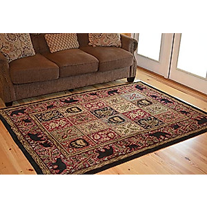 Rustic Lodge Persian Black 8x10 Area Rug, 7'10x9'10