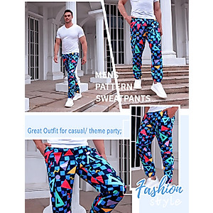 Bornore 80s 90s Mens Jogger Workout Athletic Sweatpants Vintage Neon Outfit Funny Long Pants(Red-M)