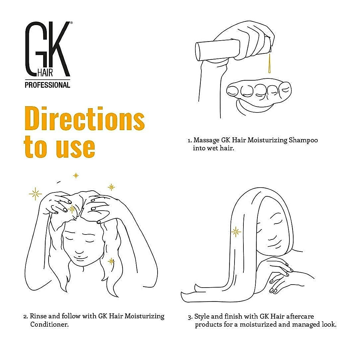 GK HAIR Global Keratin Moisturizing Shampoo & Conditioner 300ml - Serum 10ml