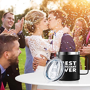 Best Wedding Officiant from Bride Groom | Anniversary Wedding Officiant Gift Insulated Coffee Cup | 12oz with Handle and Lid 304 Stainless Steel Camping Travel Thermal Mugs - Black
