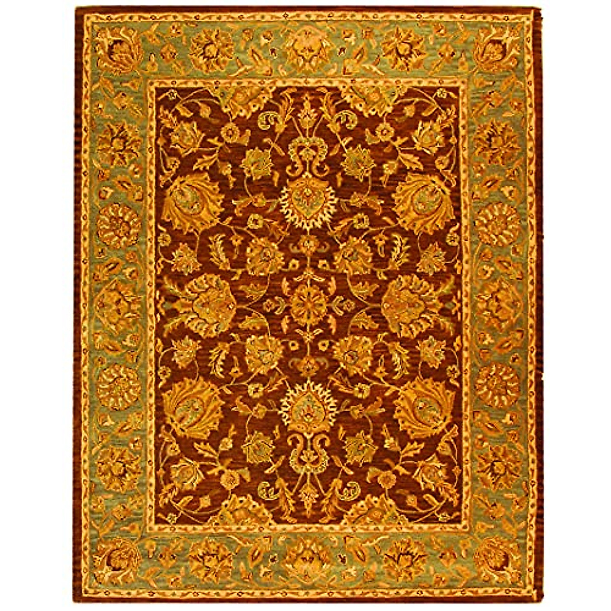 SAFAVIEH Heritage Collection 7'6" x 9'6" Brown / Blue HG343J Handmade Traditional Oriental Premium Wool Area Rug