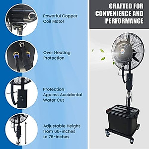 Cool-Off™ 10 Gallon water tank Tropic Breeze Portable Misting Fan with 90 Degree Oscillation (Midnight Black)