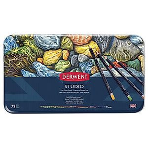 Derwent Studio Colored Pencils, 3.4mm Core, Metal Tin, 72 Count (32201)