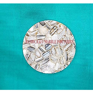 Agate Coffee Table with Metal Base, 18" Inch Round (Customize Sizes) Natural Grey White Brown Agate Table, Stone Coffee Table, Agate Table Top, Agate Round Coffee Table