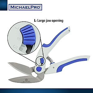 MichaelPro 10" Heavy Duty Angled Scissors, Carpet Cutter, Multipurpose Industrial Scissors, Cutter for Carpet, Cardboard, Leather, Artificial Turf, Pruning, Professional Soft Grip Stainless Steel