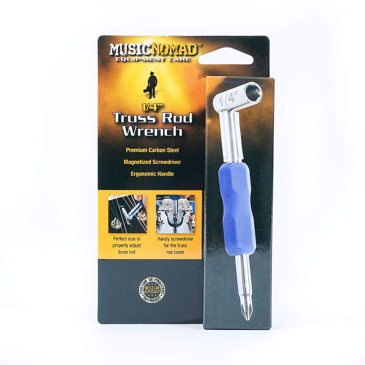 MusicNomad MN231 Premium Truss Rod Wrench - 1/4” for Taylor Guitars, Plus Magnetized Screwdriver