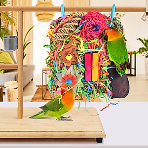 KATUMO Bird Toys, Parrot Grass Mat Foraging Wall Toys Parakeet Shredder Toys for Cockatiel, Conure, Lovebird, Budgie, Parakeet Small Medium Birds