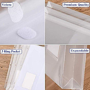 Sooez Expandable Clear Poly Binder Pocket, 10 Pack, Side Loading,Letter Size, Pocket Folders Poly Envelopes Clear Document Folders for 3 Ring Binder with Label Pocket for School Home Office