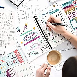 Easy to Use Stencil Set for Dotted Journals - Time Saving Planner Accessories/Supplies Kit Makes Creating Layouts Easy - Incl. Bullet Point Checklists, Daily/Weekly/Monthly Calendars