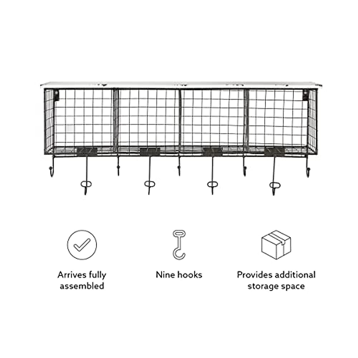 Linon 4-Cubby Wall Shelf, White - AHWE1238W1