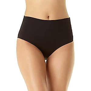 Anne Cole Women's High Waist to Fold Over Shirred Bikini Bottom Swimsuit, Live in Color Black, Medium