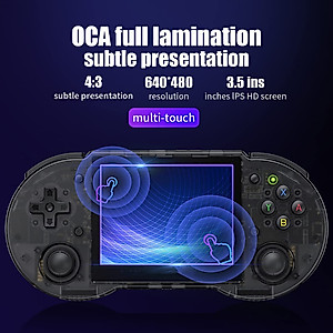 RG353P Handheld Game Console Built-in 64gb Game Card, 3.5 Inches Screen Portable Retro Game Console Support WiFi & Bluetooth, Android/Linux Dual System Open Source Game Machine U.S. Seller! (Black)