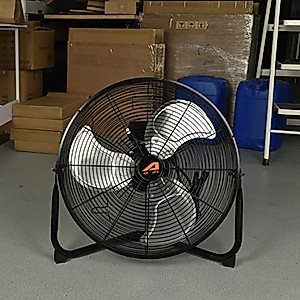 Aain(R AFAN10 20'' High Velocity Floor Fan, 6000 CFM Heavy Duty Metal Floor Fans,3 Speed Settings, Black