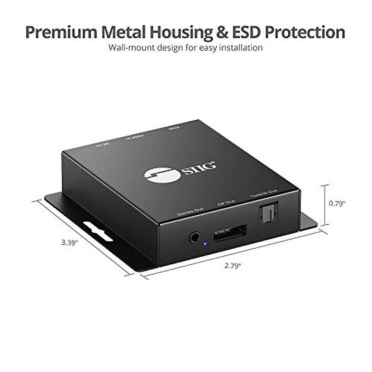 SIIG HDMI to DisplayPort Converter Adapter, One-Way HDMI 2.0 Source to DP 1.2 Display,4K60 & 1080p144Hz,HDCP 2.2,EDID,Audio Extract to Toslink/3.5mm,TAA Compliant,ESD Protection CE-H26A11-S1