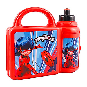 Zagtoon Miraculous Ladybug Backpack and Insulated Lunch Box Set - Bundle with 16'' Miraculous Ladybug School Bag with Lunch Bag (Miraculous Ladybug School Supplies), miraculous ladybug lunch box