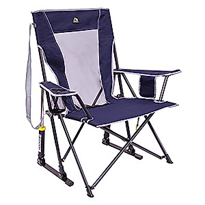 ARROWHEAD OUTDOOR Portable Folding Double Duo Camping Chair Loveseat w/ 2 Cup & Wine Glass Holder & GCI Outdoor Comfort Pro Rocker Collapsible Rocking Chair & Outdoor Camping Chair, Indigo