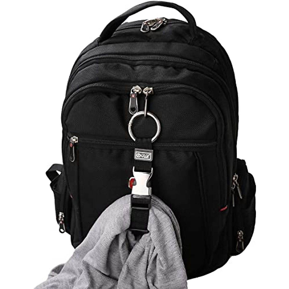 JAKAGO Heavy Duty Add a Bag Luggage Strap Adjustable Coat Holder Gripper Carry-on Baggage Suitcase Belt with Ring Hook Travel Attachment Handbag Clip(Black)