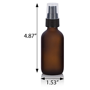 JUVITUS 2 oz Frosted Amber Glass Boston Round Bottle Black Treatment Pump (6 pack) + Funnel