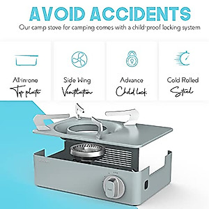 Dr.HOWS Twinkle Mini Camping Stove Burner - Portable Butane Stove for Camping, Picnic, Outdoor - Single Burner Camp Stove with Carrying Case - Mint