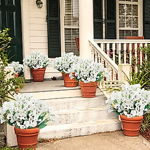 Aufind 12 Bundles Artificial Flowers, Outdoor Indoor UV Resistant Fake Flowers No Fade Faux Plastic Greenery Shrubs Garden Porch Window Box Decorating