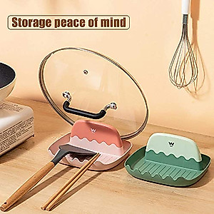 2 Pack Spoon Rest for Kitchen Counter, Cooking Ladle/Spatula/Spoon Holder for Stove Top, Utensil Rest for Countertop, Kitchen and Grill Utensil and Lid Holder, No Mess Rack with Drip Pad - by IYOOH