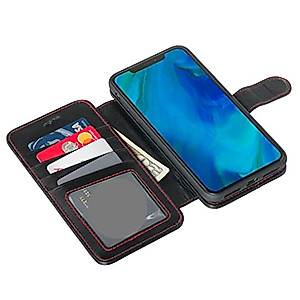 Wilken iPhone 13 Mini Leather Wallet Case with Detachable Magnetic Phone Case | Compatible with MagSafe and All Wireless Charging Accessories | Genuine Leather Magnetic Wallet Case | (Black, 13 Mini)