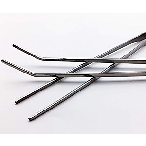 Reptile Feeding Tongs Stainless Steel Straight and Curved Tweezers Polished Long Handle Feeder Tools for Lizard Gecko Snake Spider Bird and Fish Aquariums,Silver
