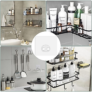 12 Pack Shower Caddy Adhesive Replacement, Transparent Strong Adhesive Hooks, Waterproof No Drilling Shower Shelf Adhesive for Shower Caddy, Bathroom Storage Kitchen