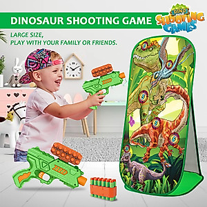 ABERLLS Shooting Game Toy for Age 5 6 7 8 9 10+ Years Old Kids, Boys, Dinosaur Shooting Target with 2 Foam Dart Blasters 40 Foam Darts, Ideal Kids Gift for Indoor Outdoor