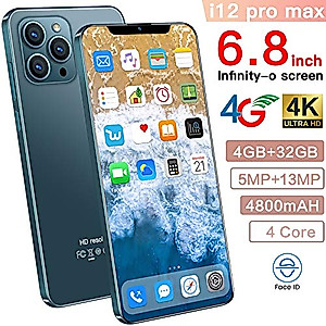 MINIKID Unlocked Smartphones, Pro Max Android 9.1 Smart Phone HD Full Screen Phone, Dual SIM Unlocked Cell Phone, 4+32G RAM 6.8inch Water Drop Screen Touch Screen Mobile Cell Phone (Gold)