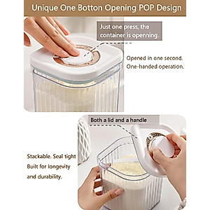 Besmall Food Storage Container with Pop Up Lids and Date Tracker Air Tight Containers with Scoop Clear Dispenser for Snacks, Candy, Salt, Herbs, Spices, Sugar, Coffee, 1.2L/ 40oz