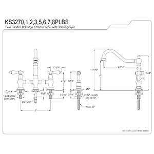 Kingston Brass KS3276PLBS Restoration Bridge Kitchen Faucet, Polished Nickel