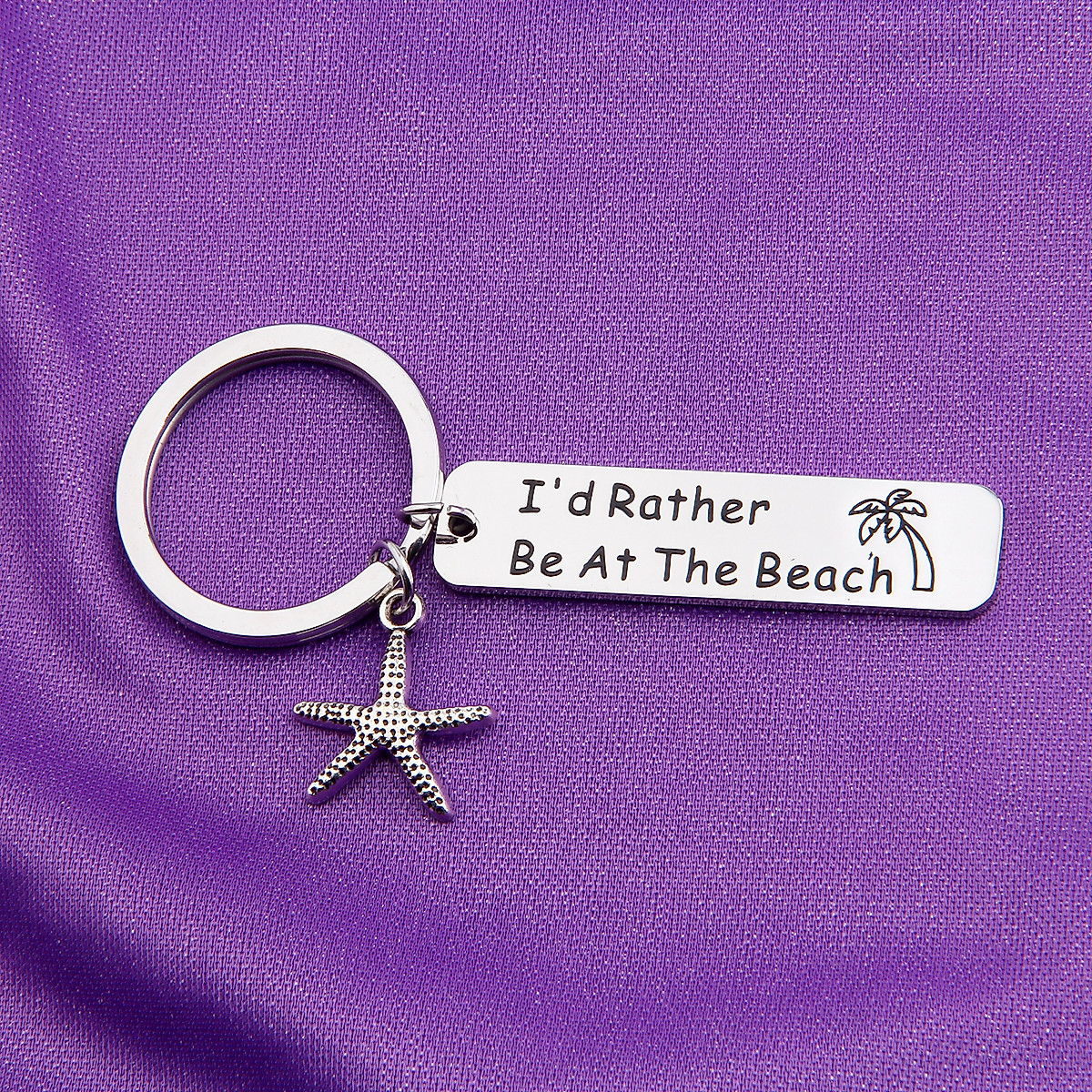 SEIRAA I'd Rather Be At The Beach Gift For Beach Lover Starfish Charm Jewelry Ocean Nautical Vacation Gif (I'd Rather Be At The Beach)